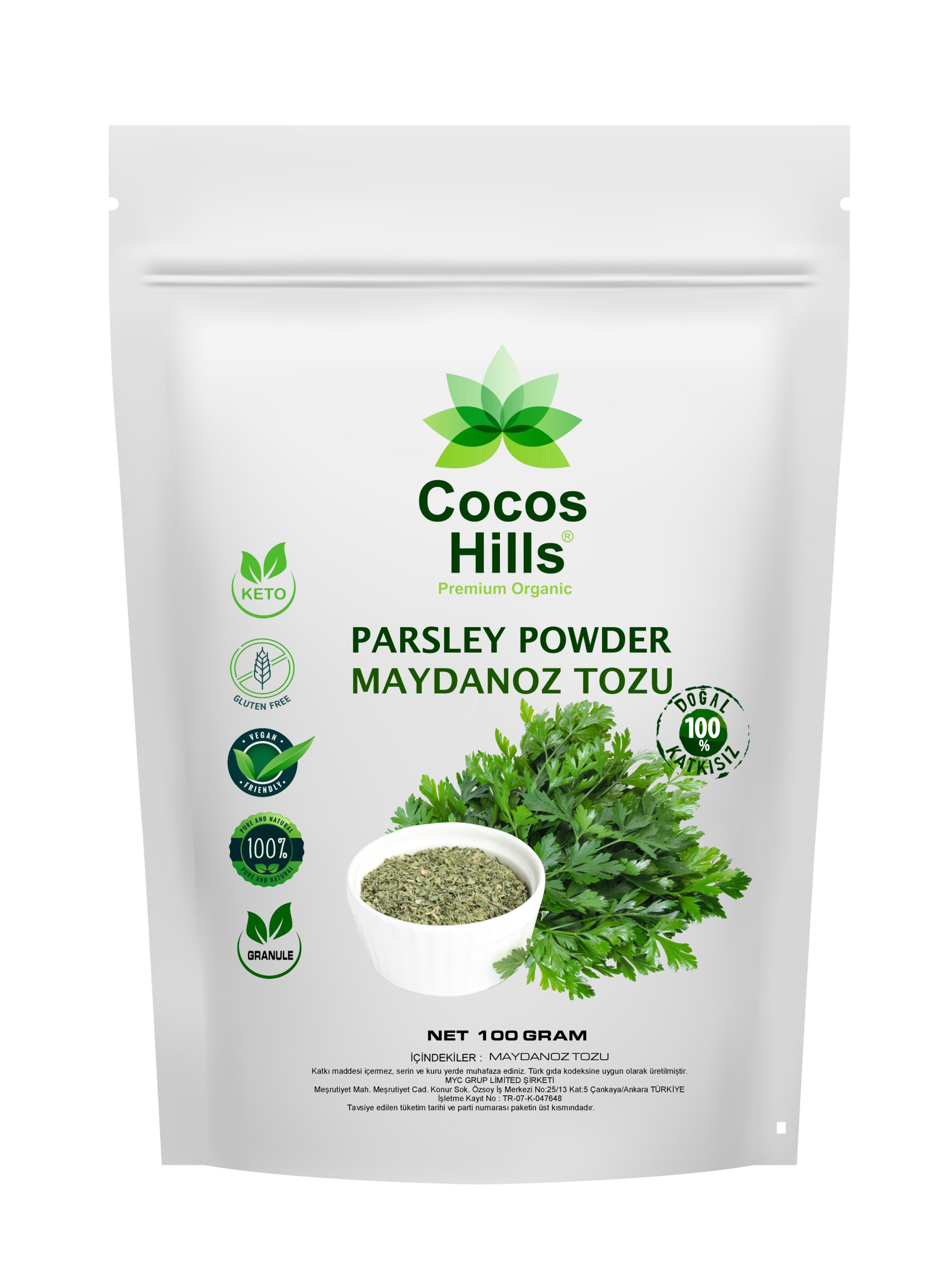 Cocos Hills Parsley Powder Pure Maydanoz Tozu ( Granül ) Katkısız 100 ...