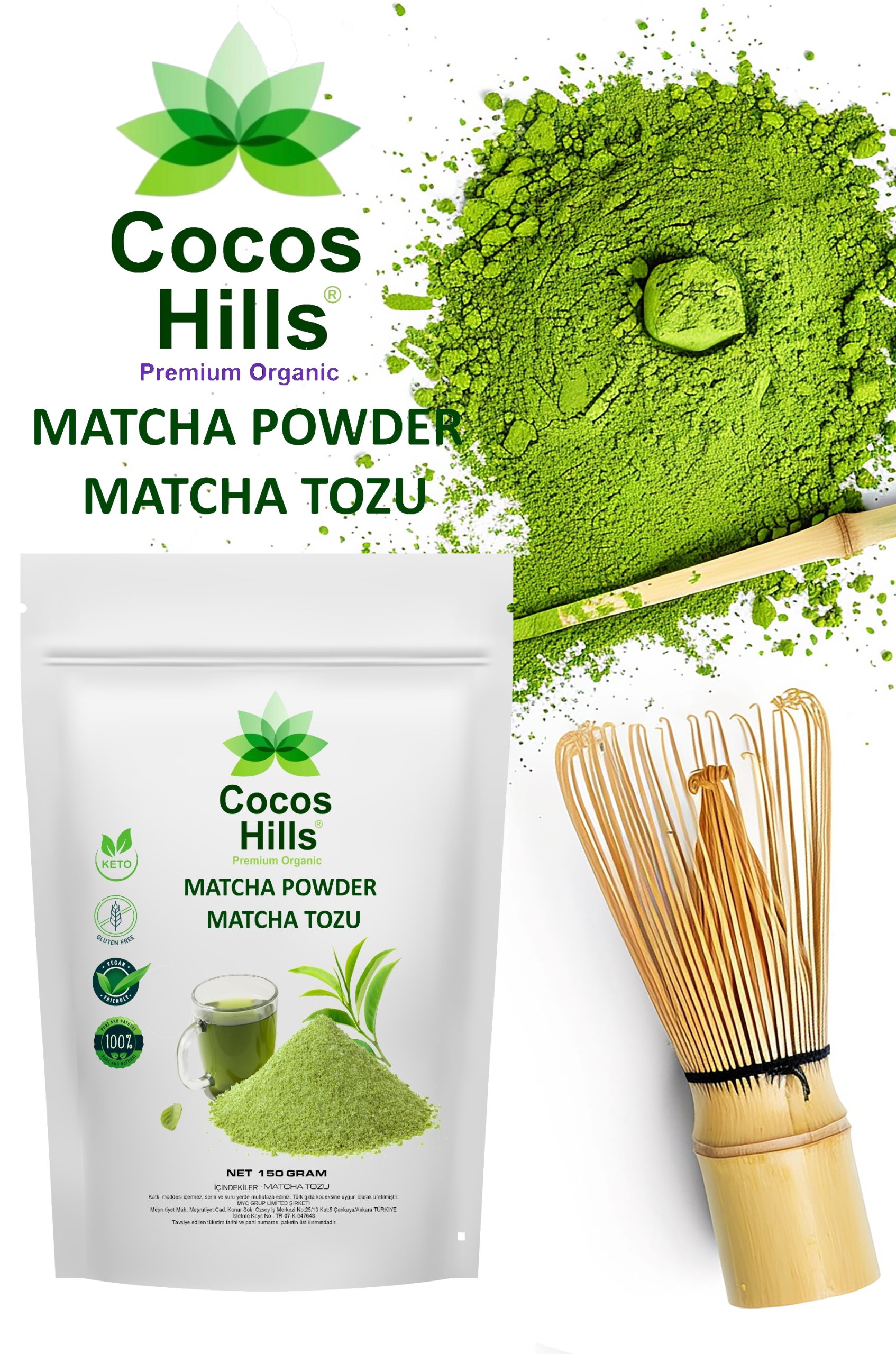 Cocos Hills Matcha Powder Premium Quality Matcha Tozu Premium Kalite ...